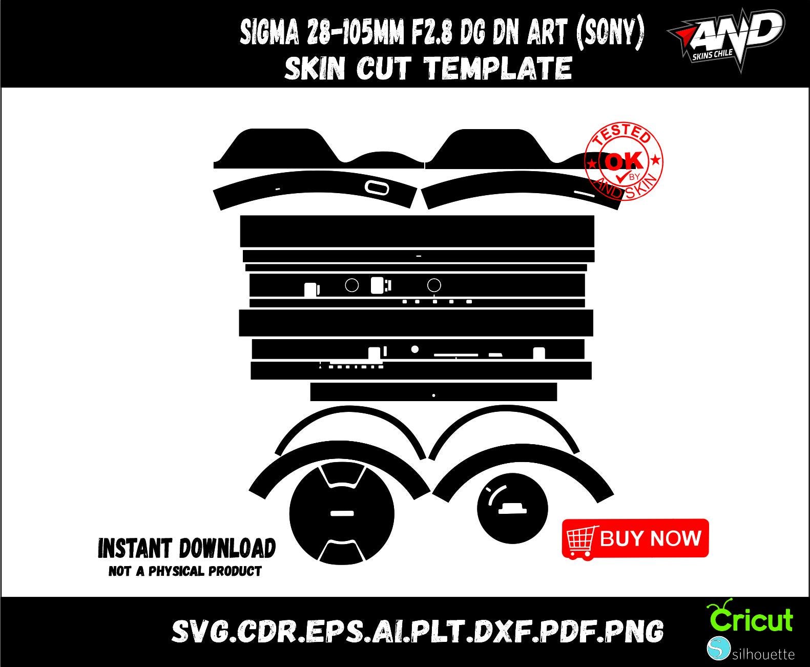 Sigma 28-105mm F2.8 Dg Dn Art Sony Skin Template Vector Skin Layout ...