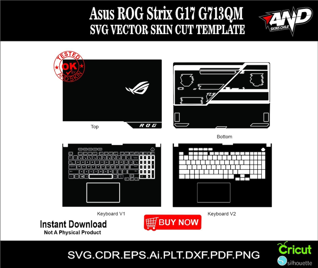 Asus ROG Strix G17 G713QM Skin Template Vector Skin Layout Skin Die ...