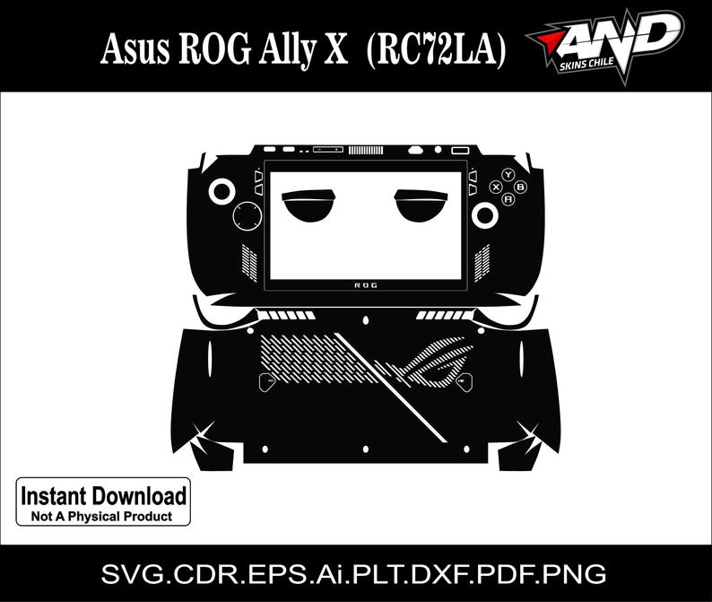 Asus ROG Ally X (RC72LA) Skin Template Vector File Template Skin Die ...