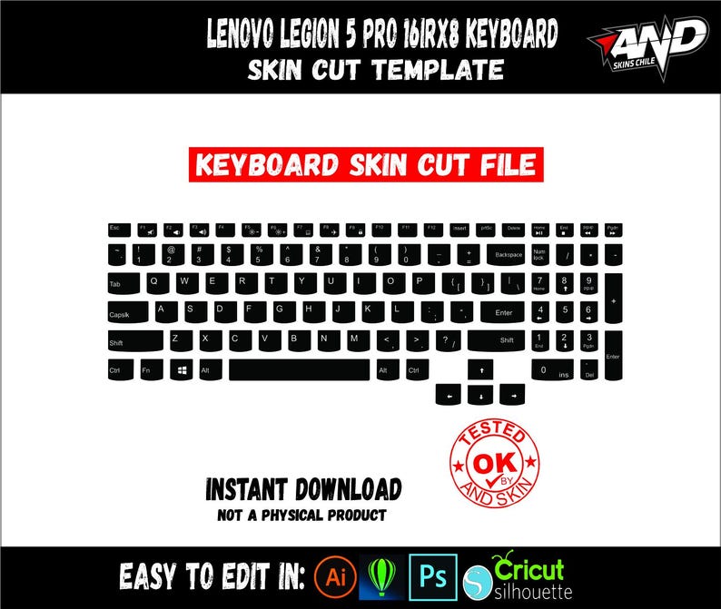 Lenovo Legion 5 Pro 16IRX8 Keyboard Skin Template Vector Skin Layout ...