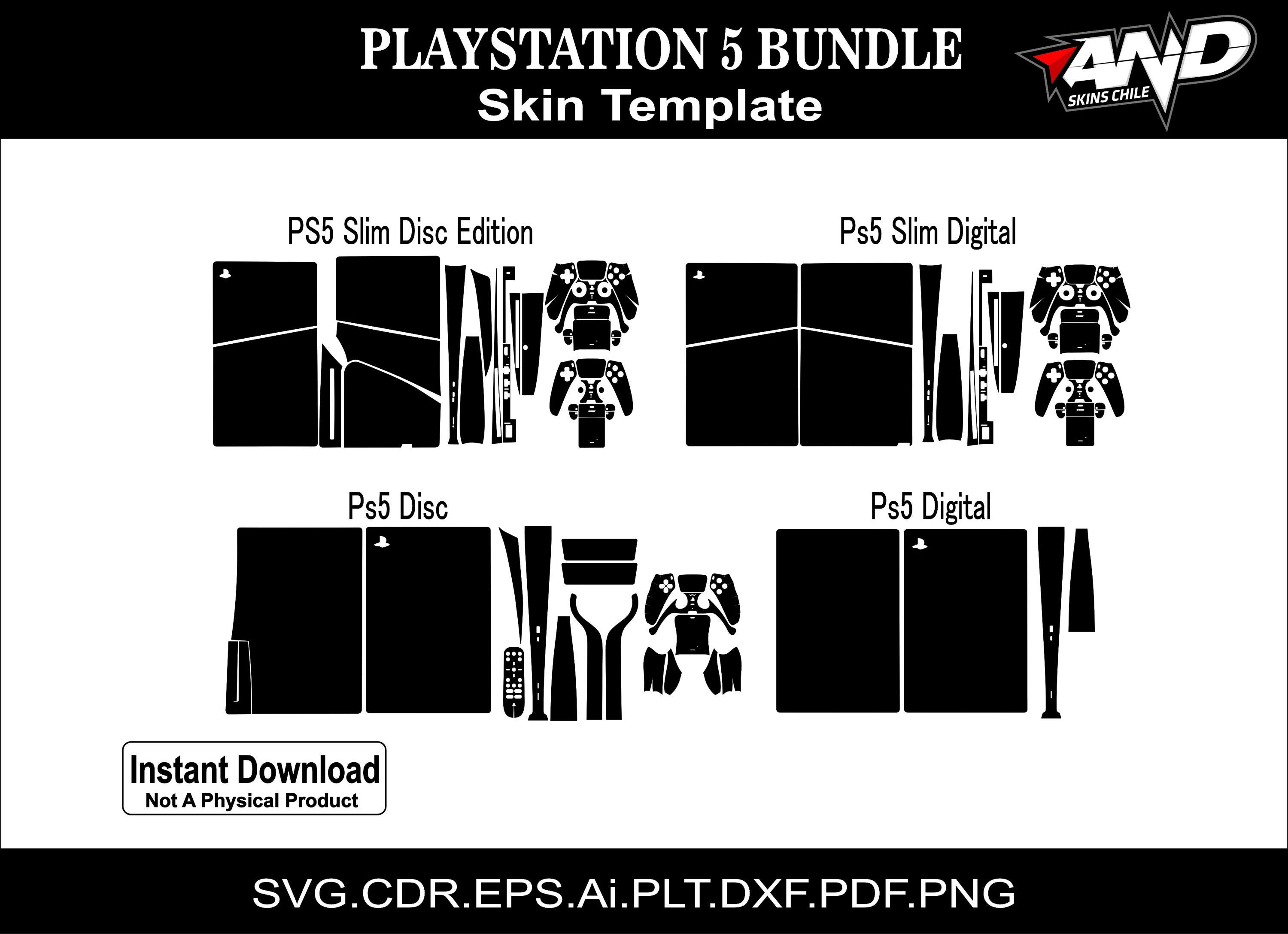 FULL BUNDLE PLAYSTATION 5 Fat/slim Disk/digital Skin template skin ...
