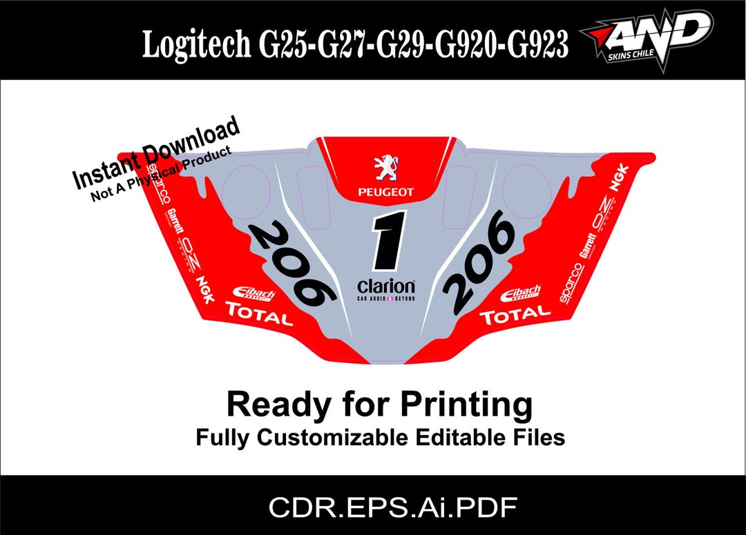 Logitech G29/G923/ G920/G27/G25 Ready for Printing (peugeot 206 Design ...