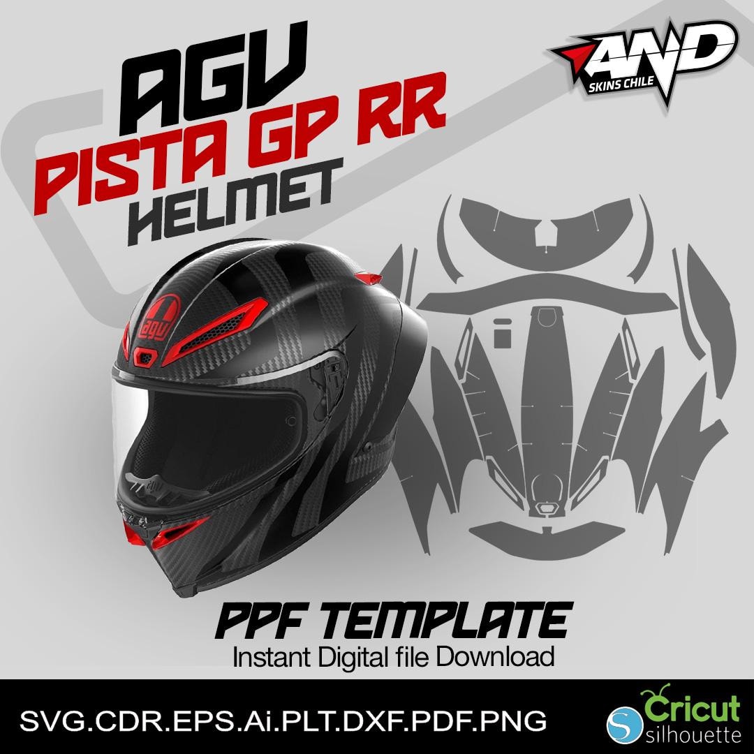 AGV Pista Gp Rr (L-XL) Ppf Helmet Template Vector Skin Layout Skin Die ...
