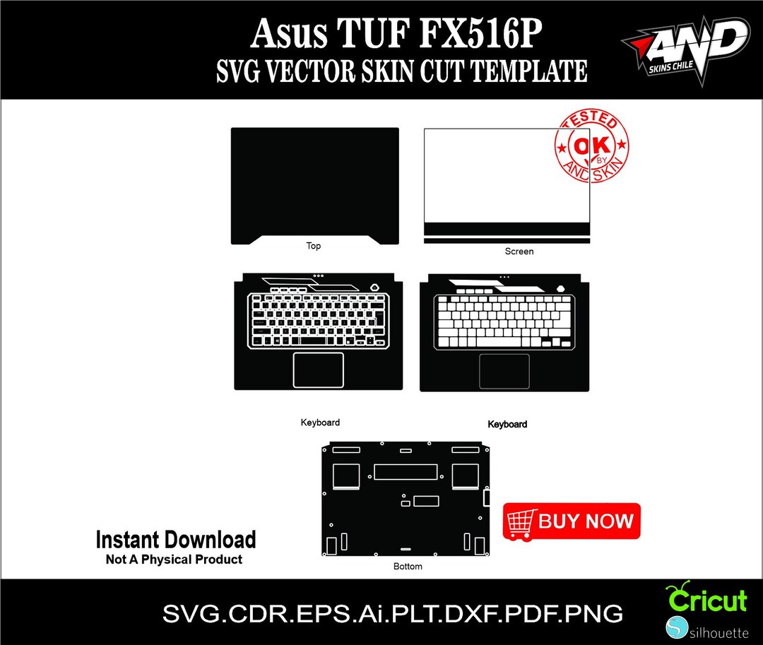 Asus TUF FX516P Skin Vector Template Skin Layout Skin Die Cuts File Svg ...