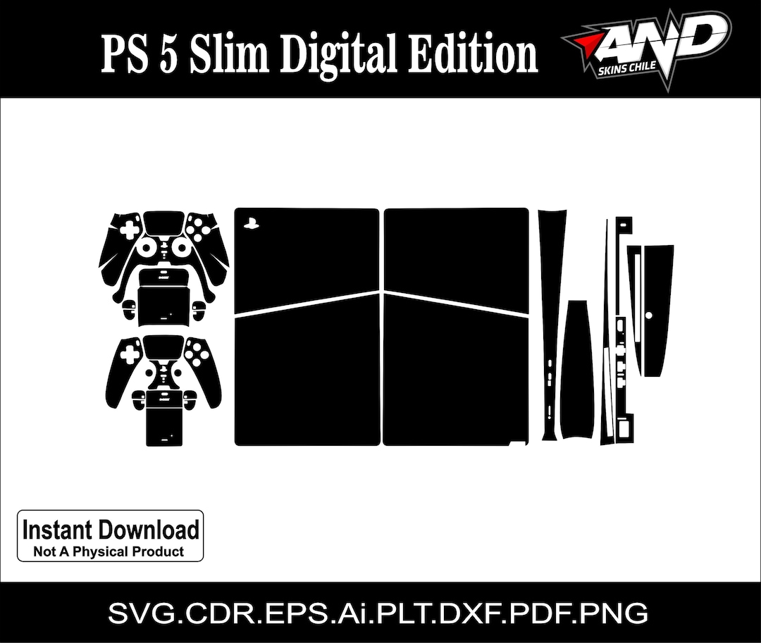 Playstation Ps5 Slim Digital Edition Skin Template Vector File Template ...
