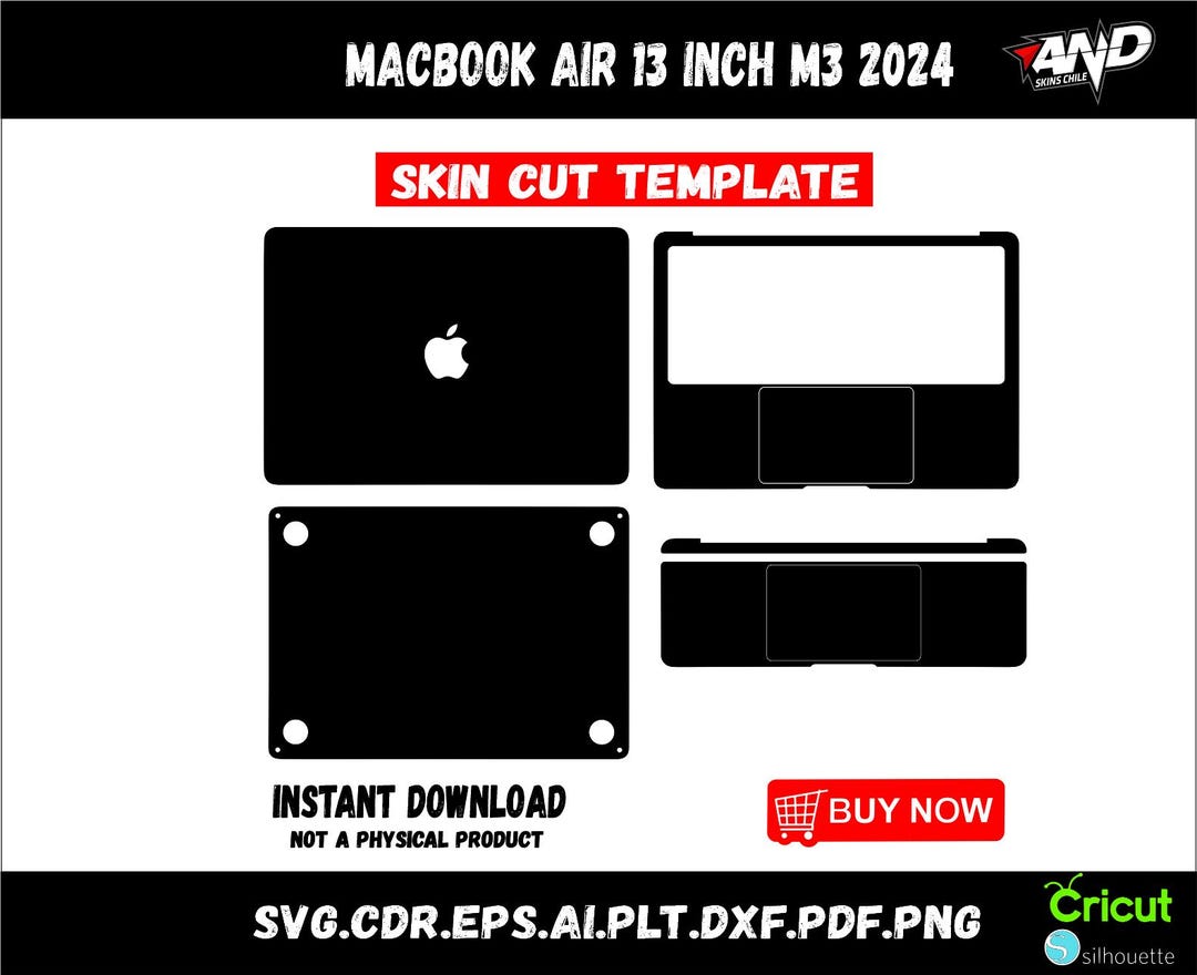 MacBook Air 13 Inch M3 2024 Skin Template Vector Skin Layout Skin Die ...