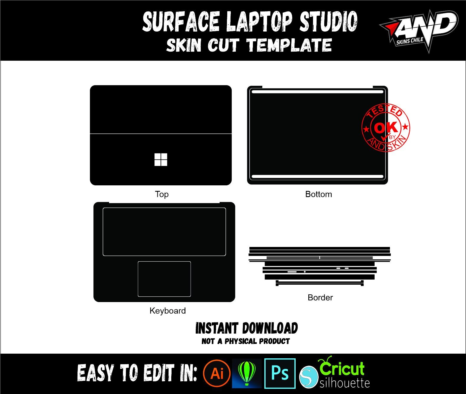 Surface Laptop Studio Skin Template Vector Skin Layout Skin Die Cuts ...