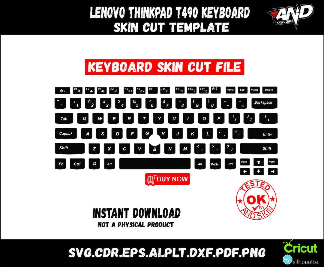Lenovo Thinkpad T490 Keyboard Skin Template Vector Skin Layout Skin Die ...