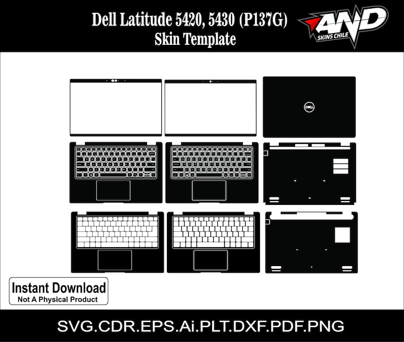 Dell Latitude 5420, 5430 (P137G) skin template vector skin layout skin ...