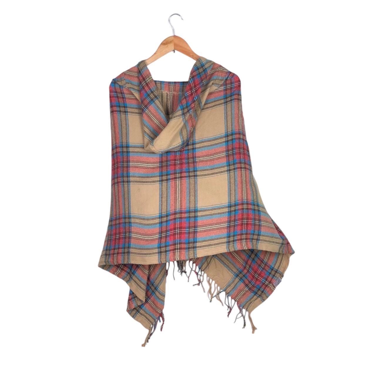 Vintage Brown Checked Wool Poncho Cape Cloak Autumn Winter - Etsy