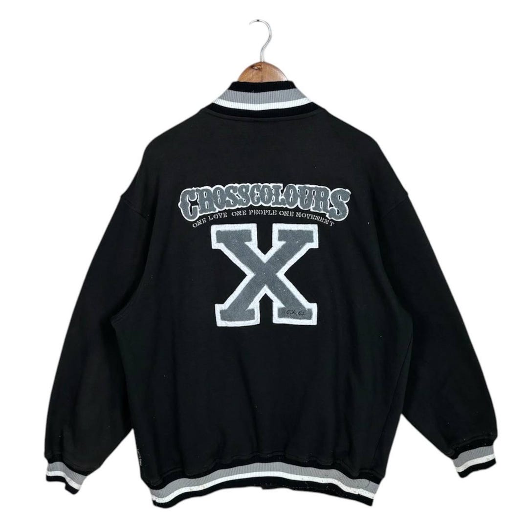 Vintage 90s Cross Colours Varsity Jacket One Love One People Movement L ...