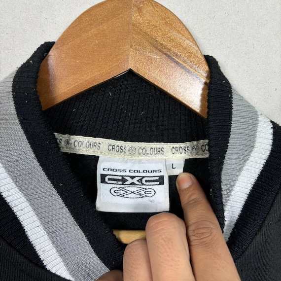 Rare Vintage 90s Cross Colours Embroidery Black Varsi… - Gem