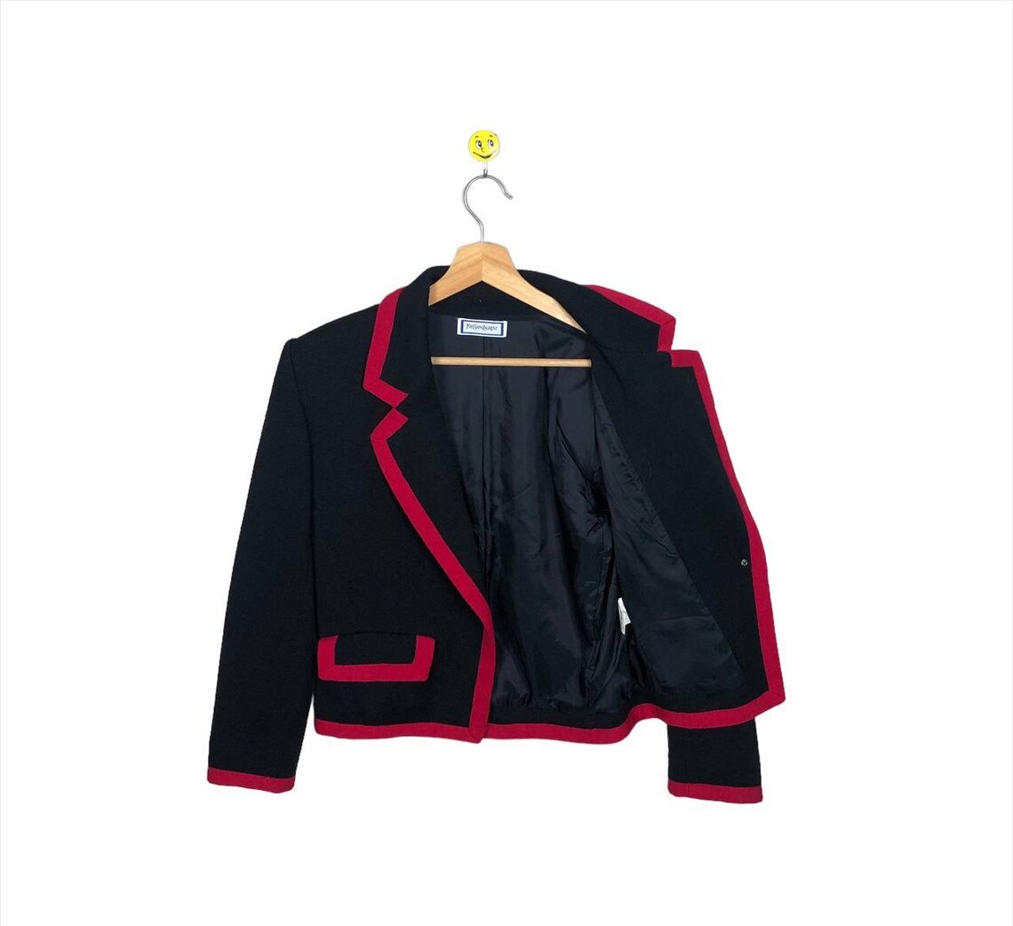 RARE Luxury Vintage Yves Saint Laurent Cropped Black Pink Jacket Great ...