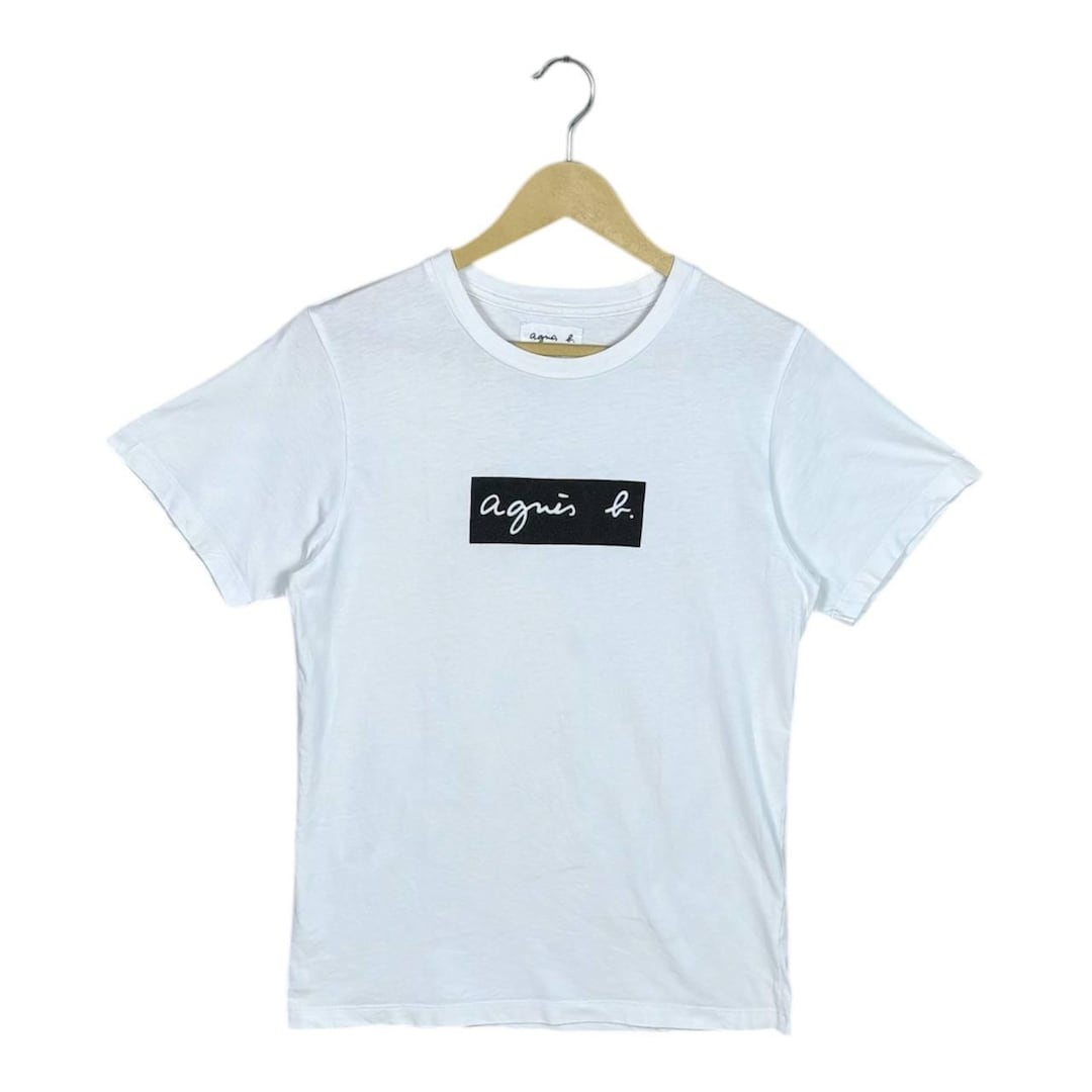 Vintage 90s Agnes B. Box Logo White Tshirt - Etsy