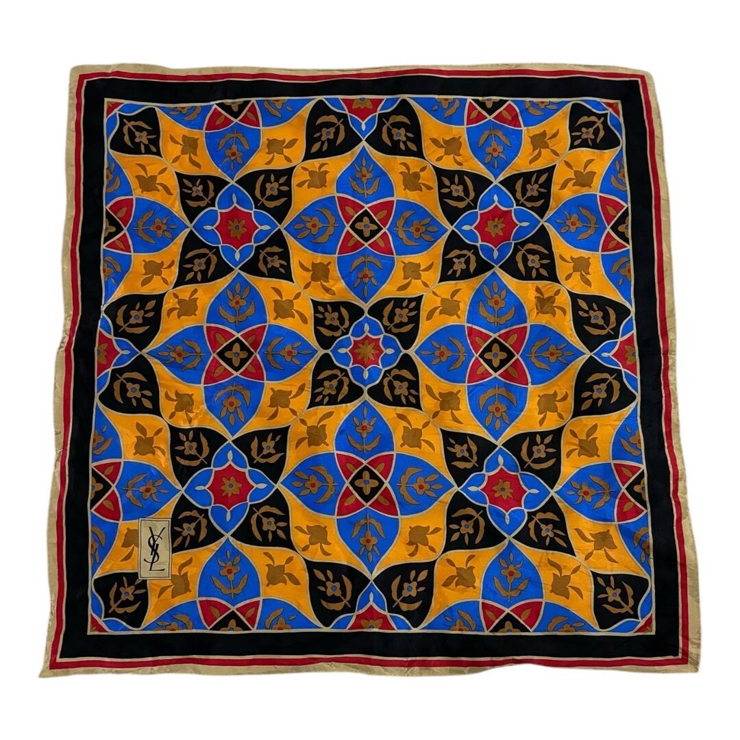 Vintage Yves Saint Laurent Silk Scarf YSL Paris Square Scarf 80s ...