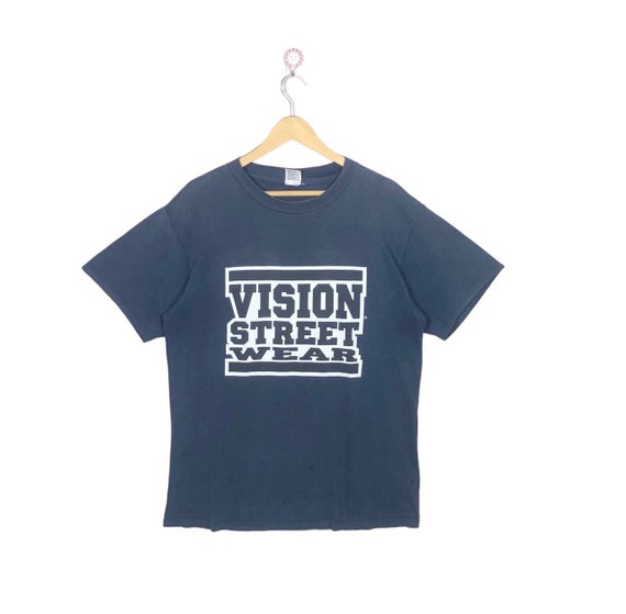 Vintage 90s Vision Street Wear Block Logo Sun Faded T… - Gem