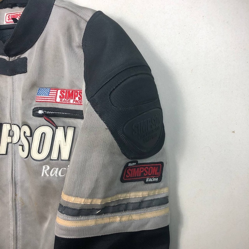 Vintage Simpson Mesh Riding Jacket Racing USA Padded Jacket Harley ...