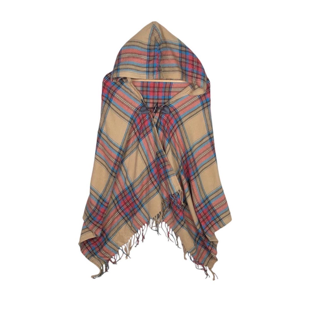 Vintage Brown Checked Wool Poncho Cape Cloak Autumn Winter - Etsy