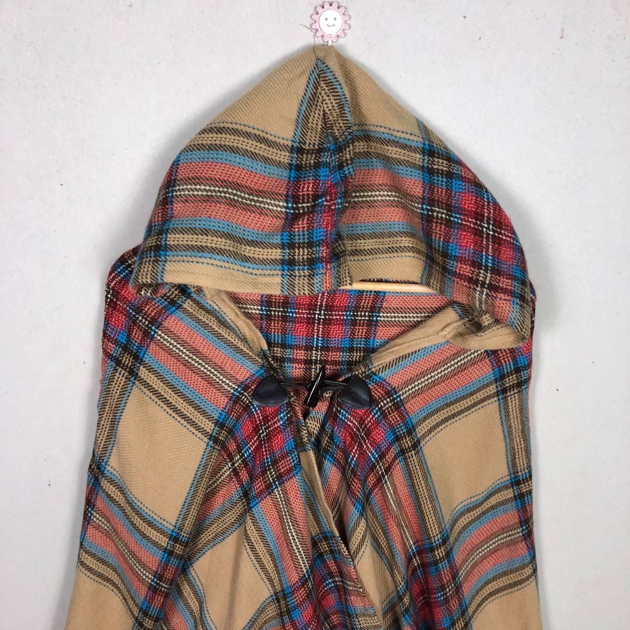 Vintage Brown Checked Wool Poncho Cape Cloak Autumn Winter - Etsy
