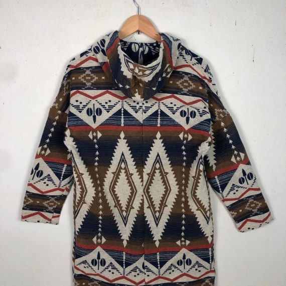 Vintage Navajo Aztec Native Wool Parka Jacket Hooded … - Gem