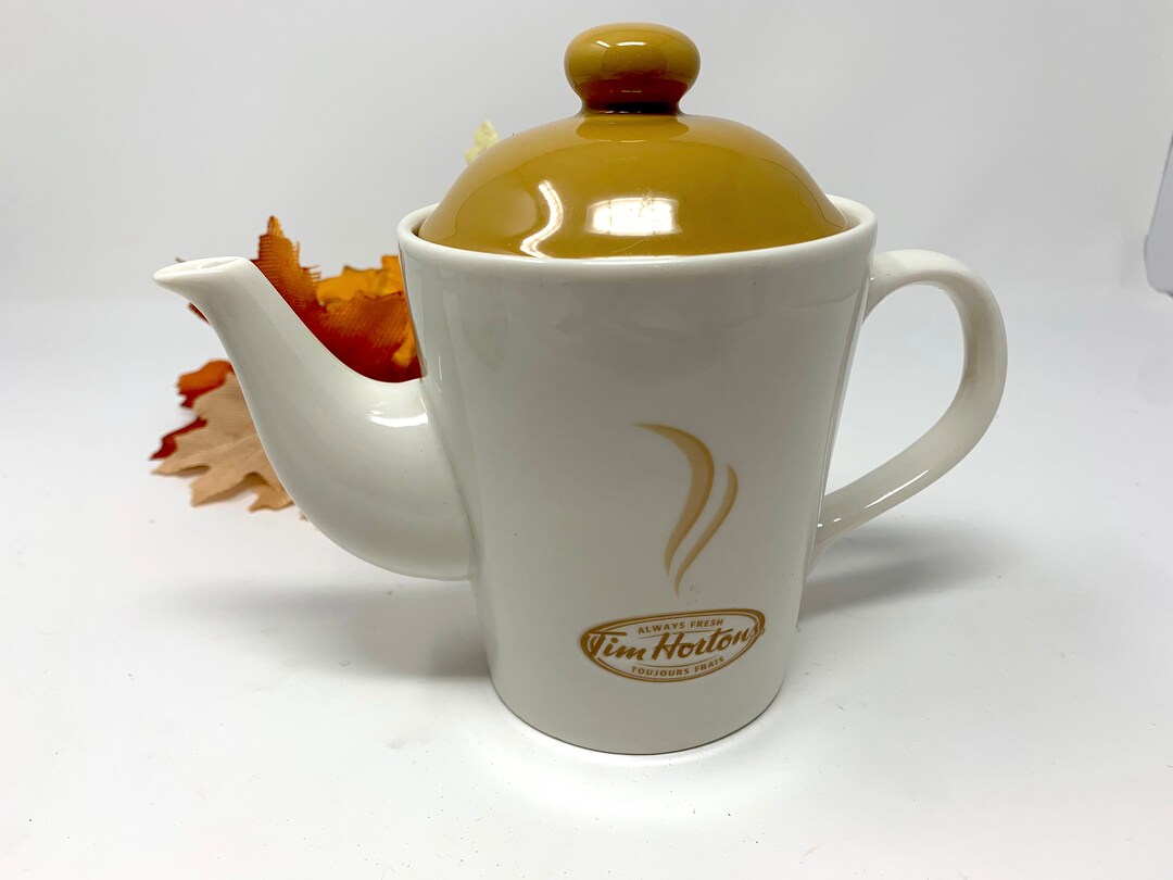 Vintage TIM HORTON'S Always Fresh Teapot - Gold and White - Holds ...