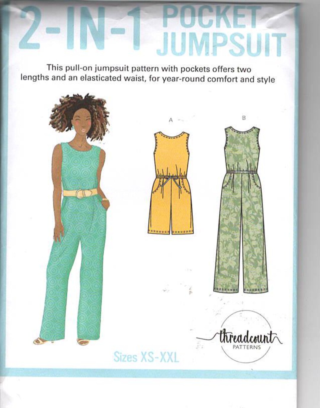 2 IN 1 POCKET JUMPSUIT Sewing Pattern - Threadcount Patterns - Size Xs ...