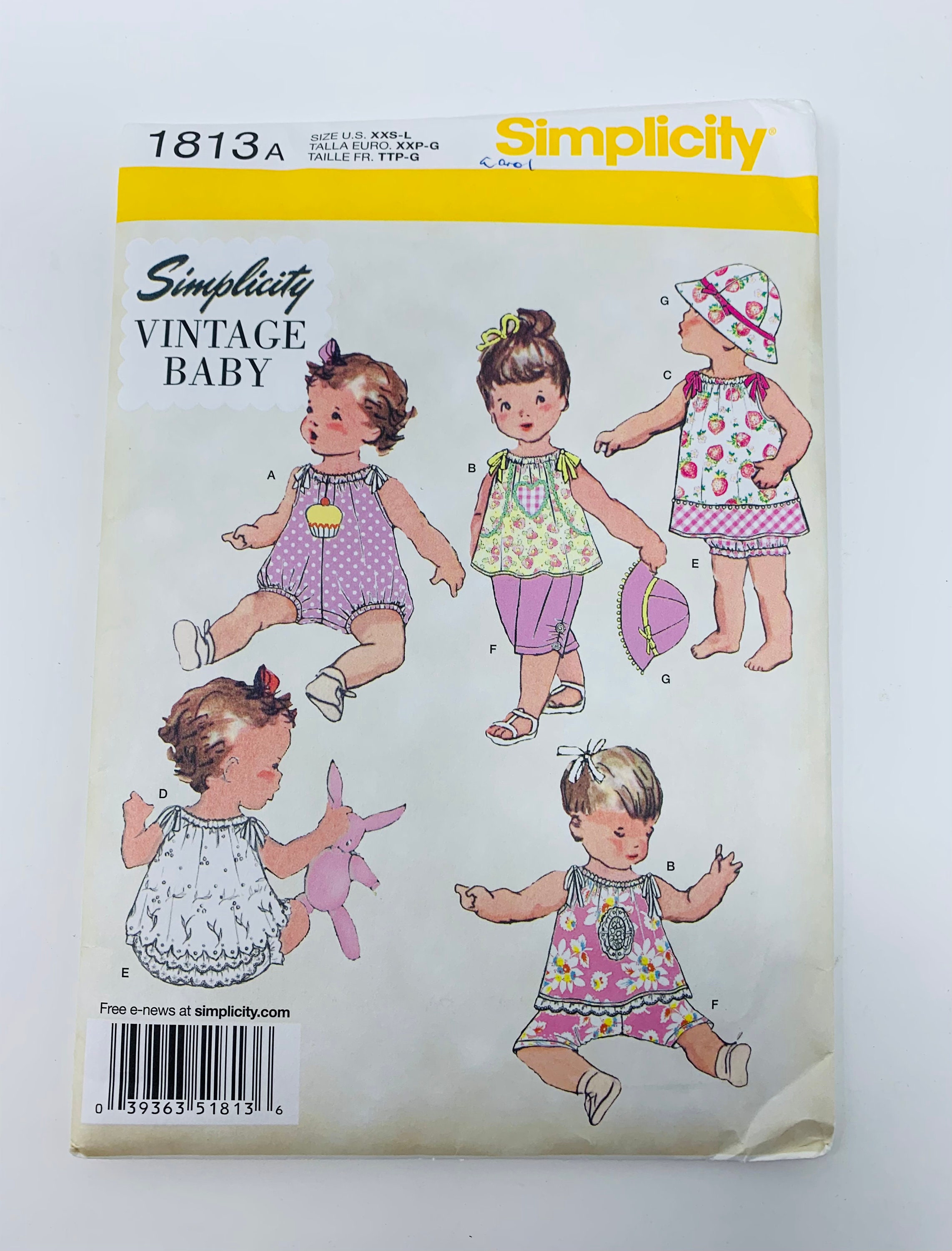 Simplicity Sewing Pattern 1813 A - Vintage Baby - US Sizes Xxs - L - Etsy