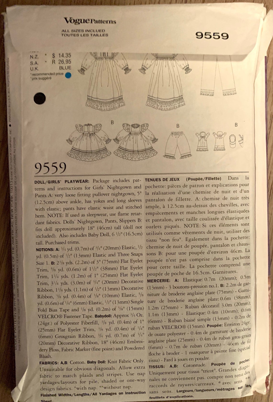 Vogue Craft Pattern 9559 - Vogue Doll Collection - Designed by Linda ...