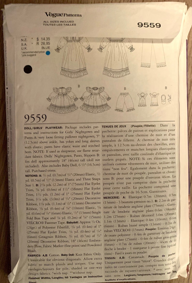 Vogue Craft Pattern 9559 - Vogue Doll Collection - Designed by Linda ...
