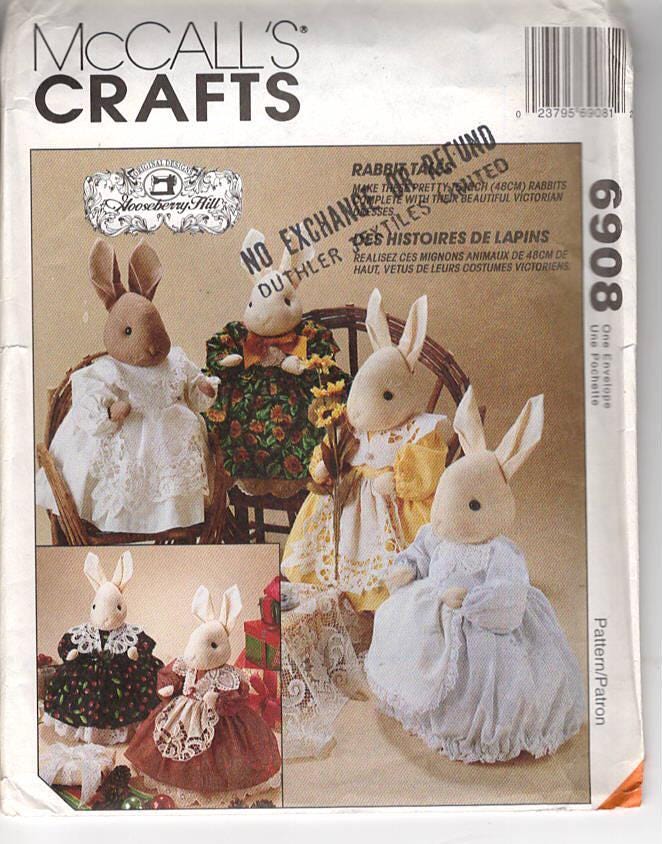 Victorian RABBIT / BUNNY SEWING Pattern - Mccall's Crafts 6908 - 15 Inch Tall Rabbits and ...