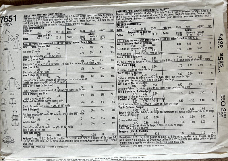COSTUME SEWING PATTERN Simplicity 7651 - Santa, Count, Pirate, Genie ...