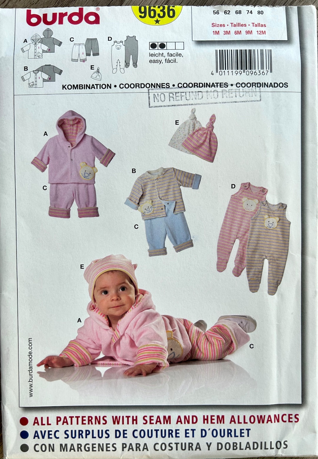 BURDA SEWING PATTERN 9636 - Baby Coordinates - Jacket, Hoodie, Pants ...