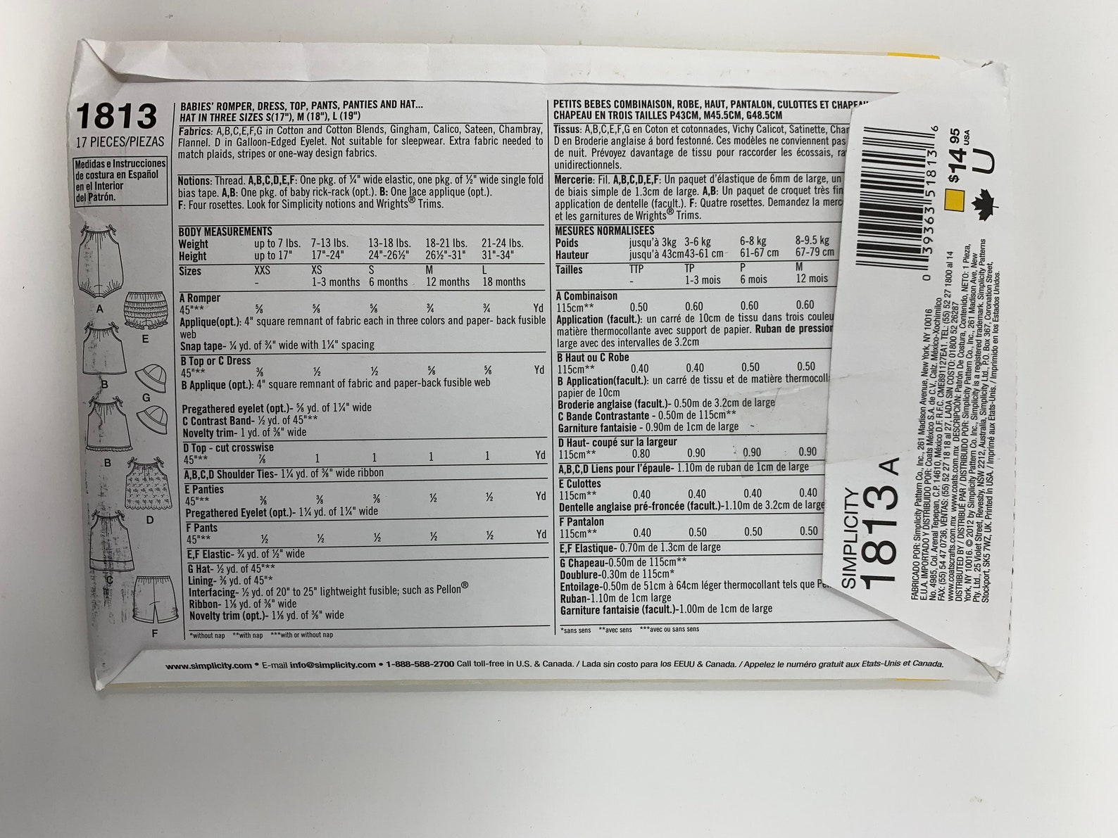 Simplicity Sewing Pattern 1813 A - Vintage Baby - US Sizes Xxs - L - Etsy
