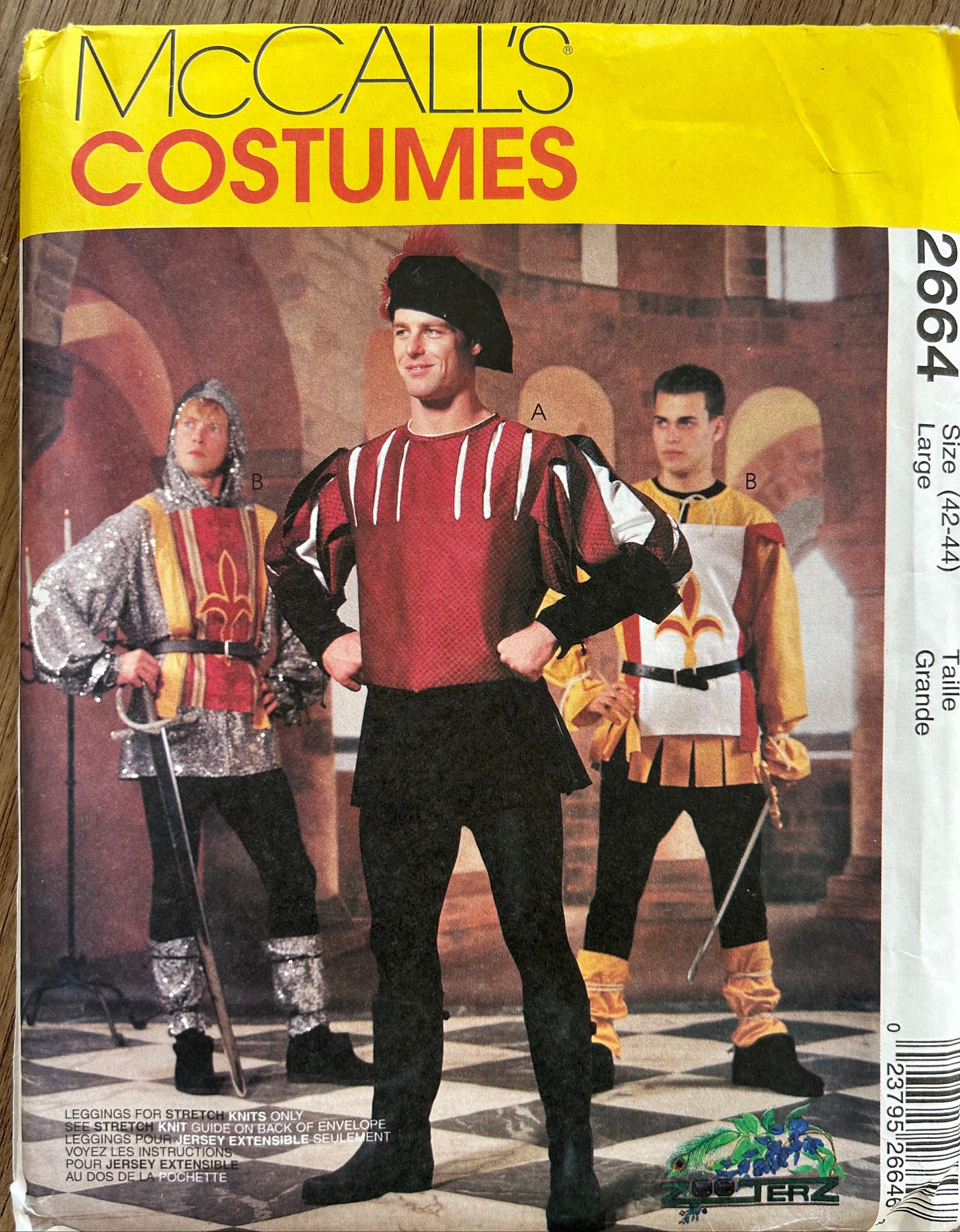 MCCALL'S MEDIEVAL COSTUMES Sewing Pattern 2664 - Men's Size 42, 44 - Etsy