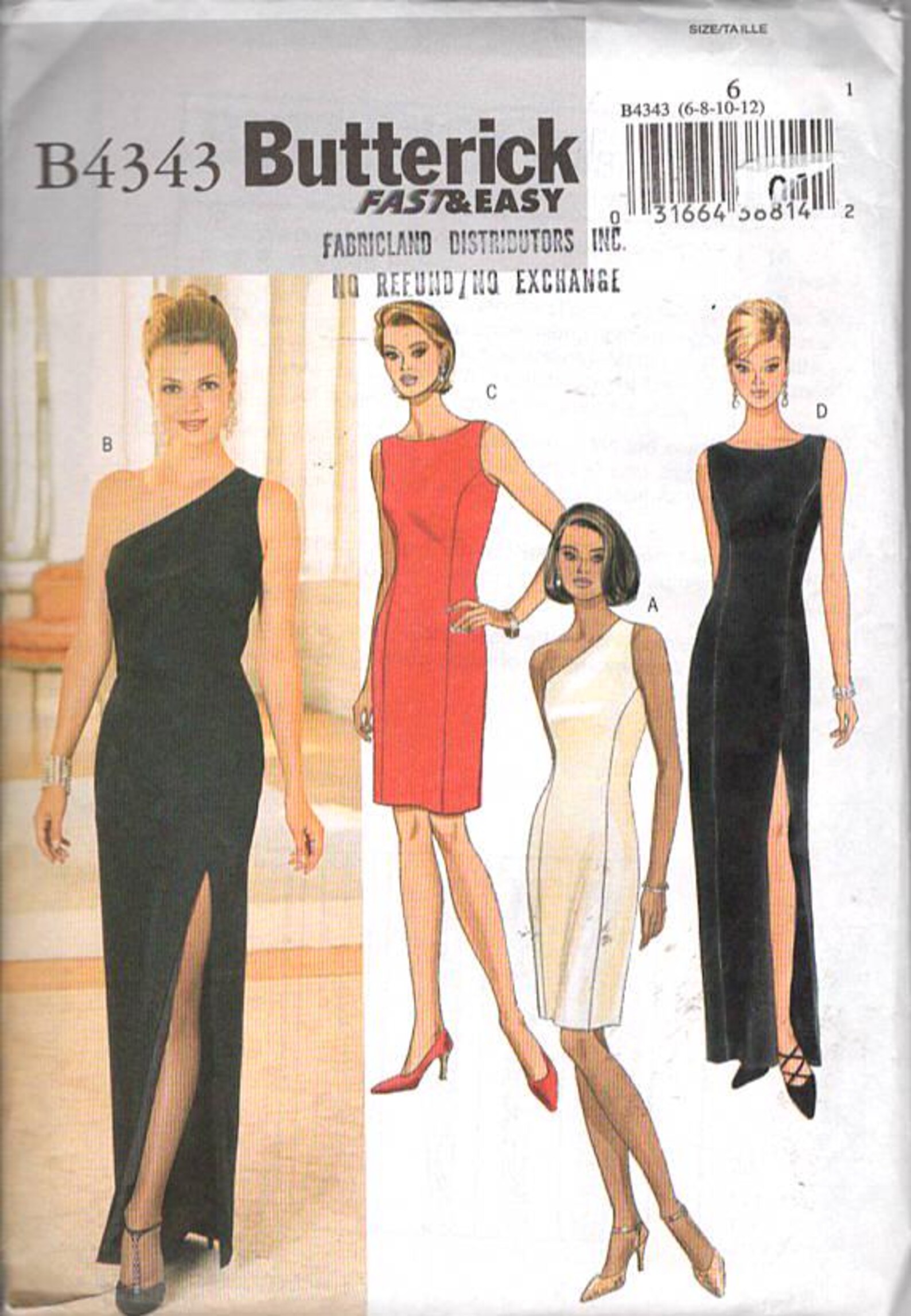 BUTTERICK FAST & EASY Sewing Pattern 4343 Misses Formal Dress / Gown ...