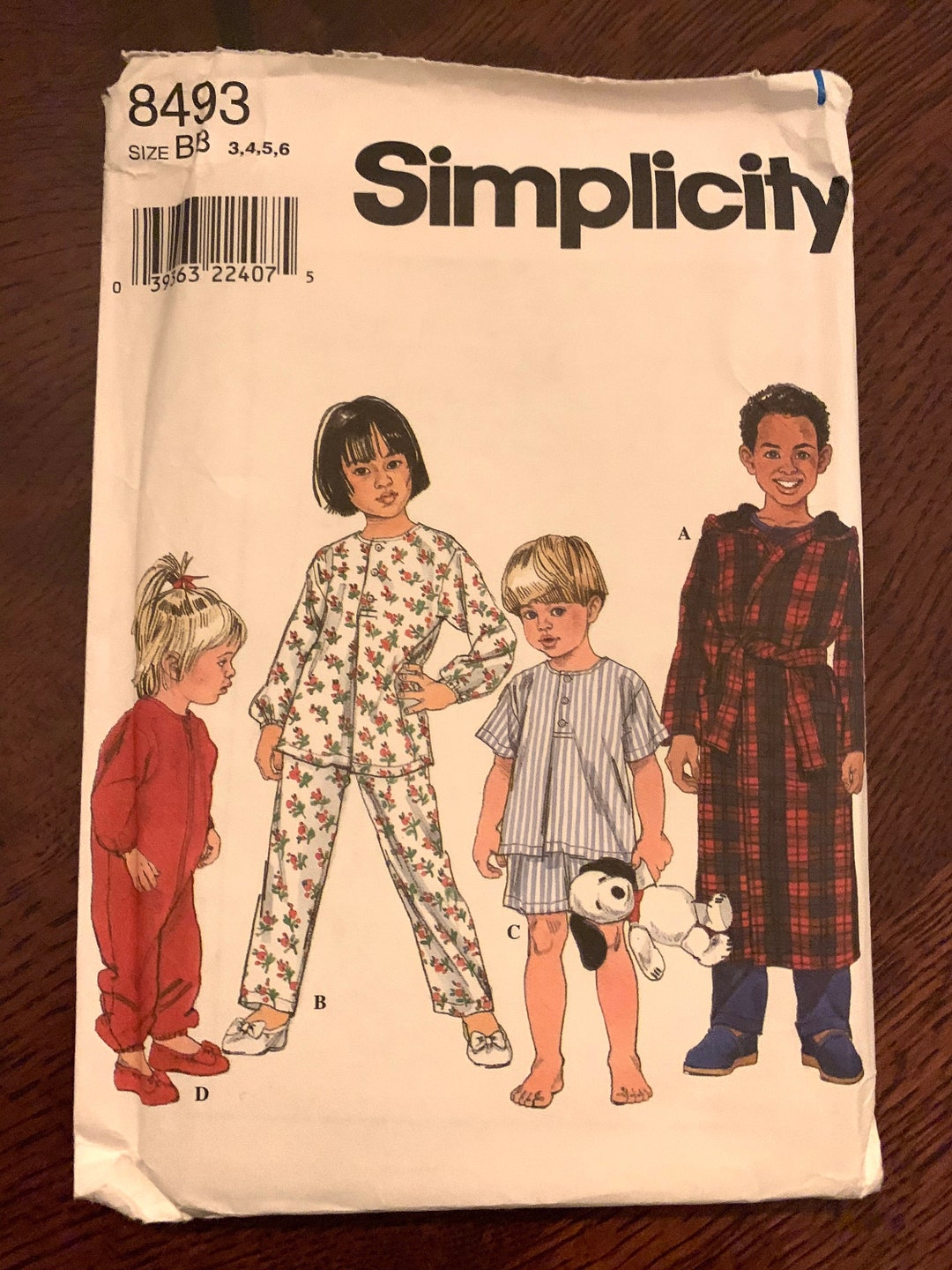 Simplicity Sewing Pattern 8493 Children's & Toddler's Sleepwear Size BB ...