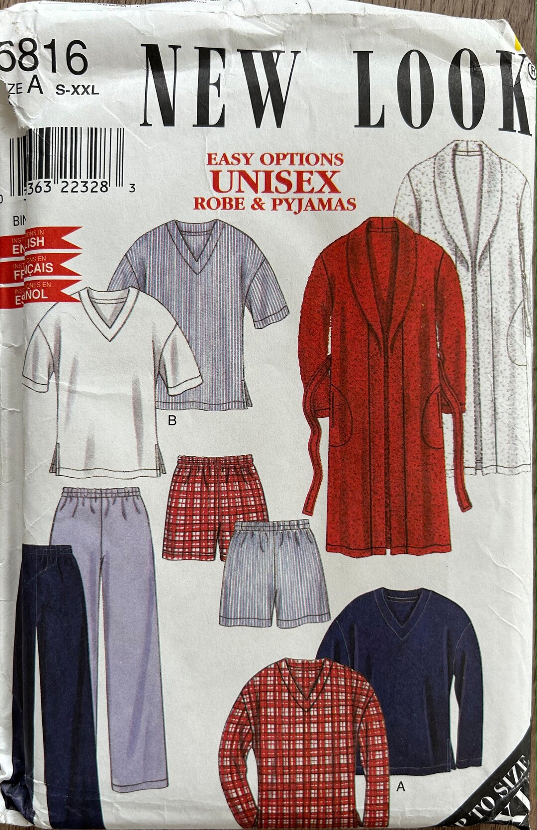 NEW LOOK SEWING Pattern - 6816 Unisex Robe and Pyjamas Size S - Xxl - Etsy