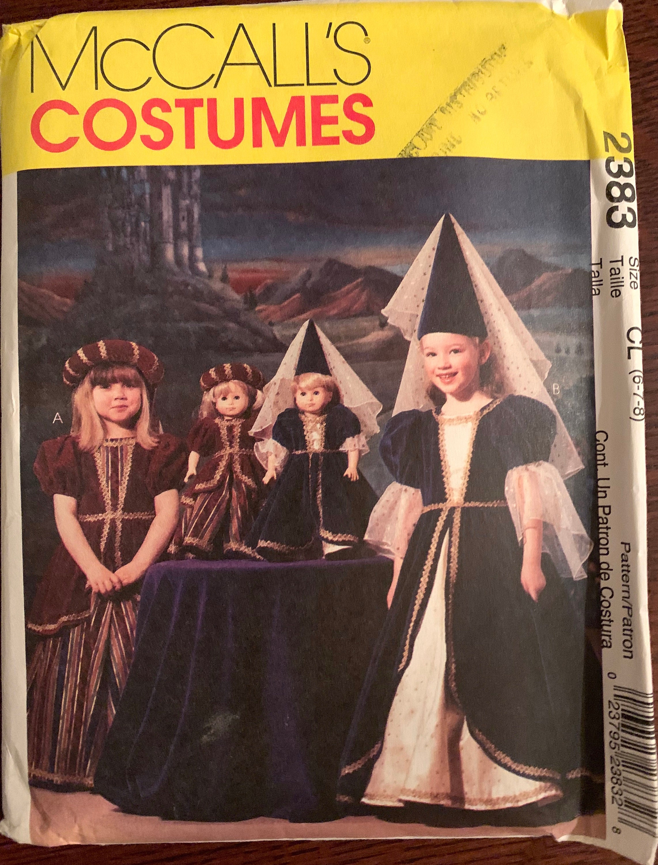 Mccall's Costumes Sewing Pattern 2383 Children's Size CL 6, 7, 8 - Etsy