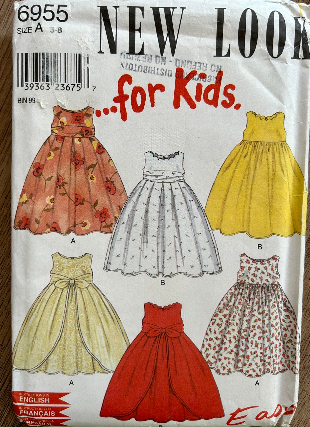 EASY NEW LOOK Sewing Pattern for Kids 6955 Sleeveless Dress 2 ...