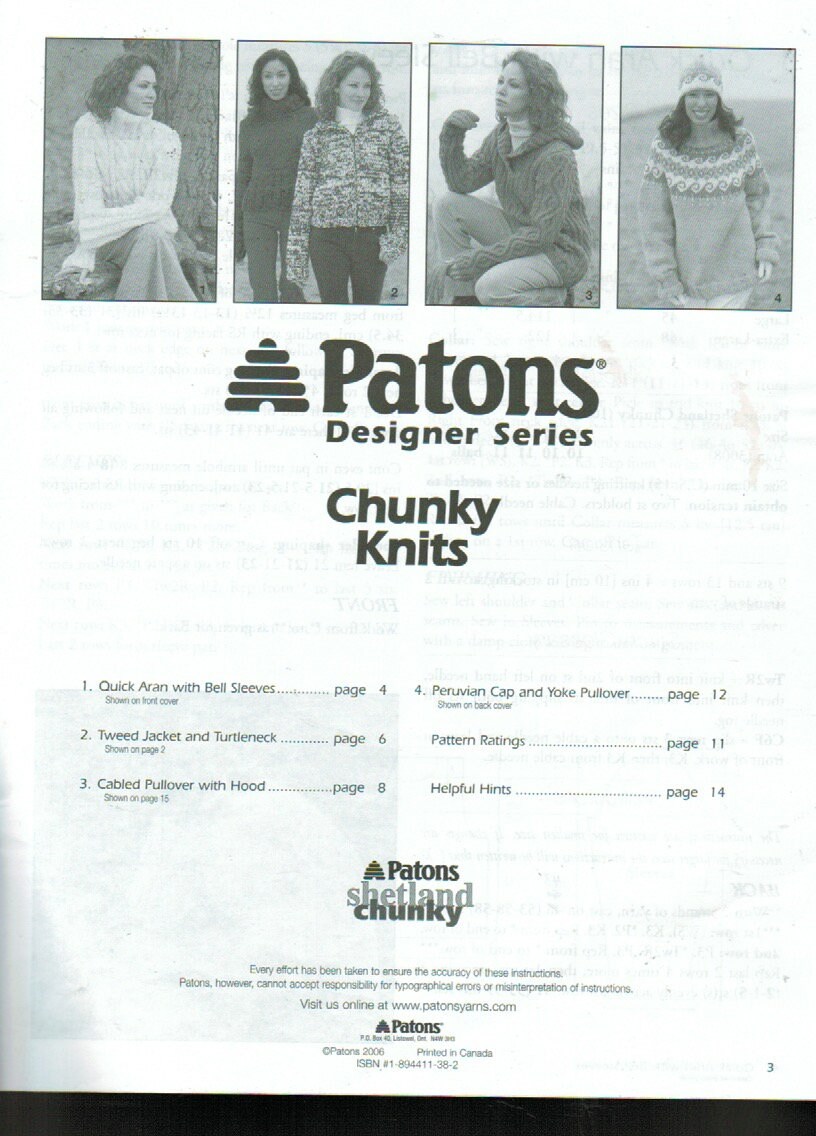 PATONS DESIGNER SERIES Knitting Pattern Booklet 948 Chunky Knits Vol. 2 ...