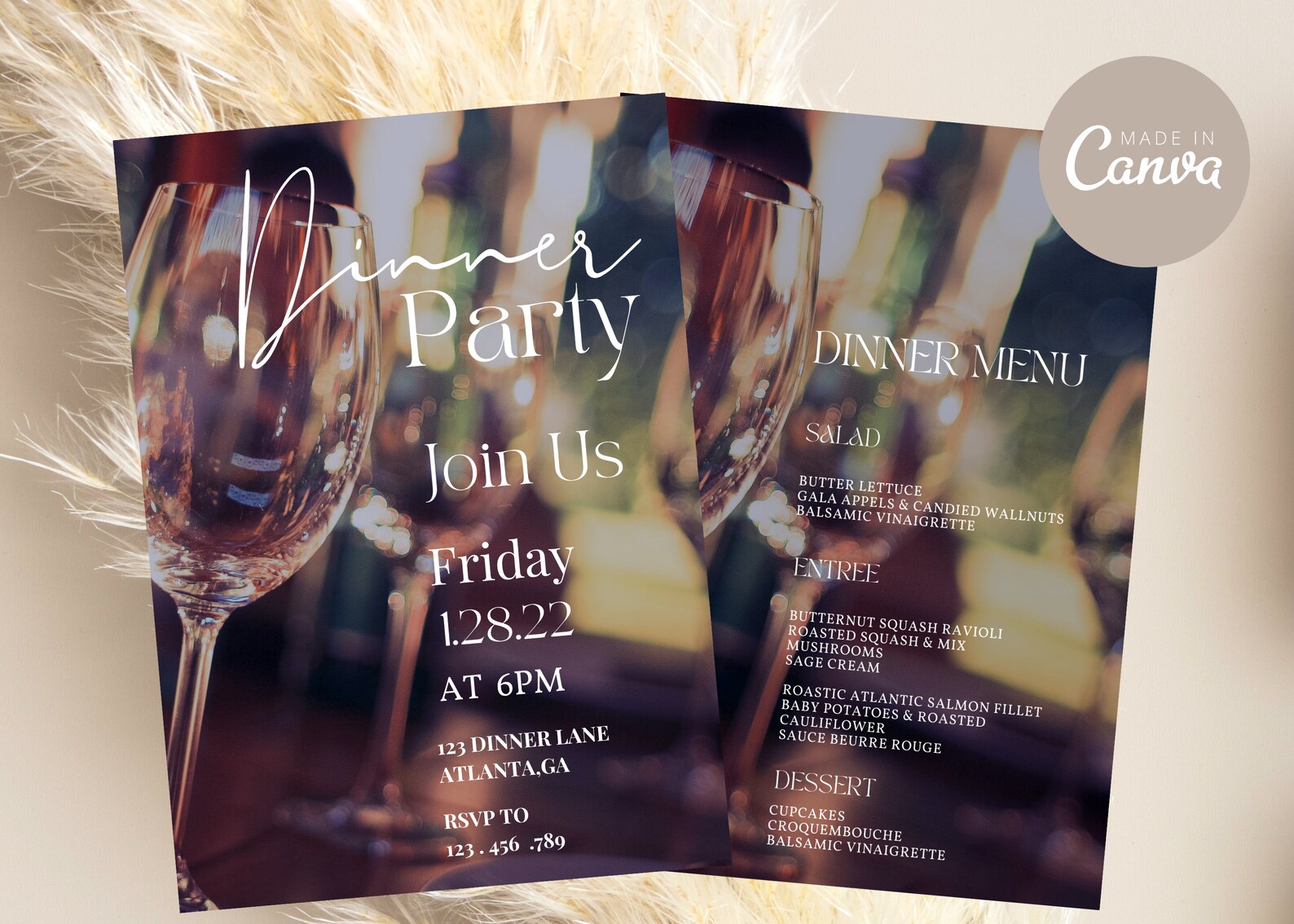 Dinner Party Invitation, Dinner Party Evite, Dinner Party Menu, Dinner ...