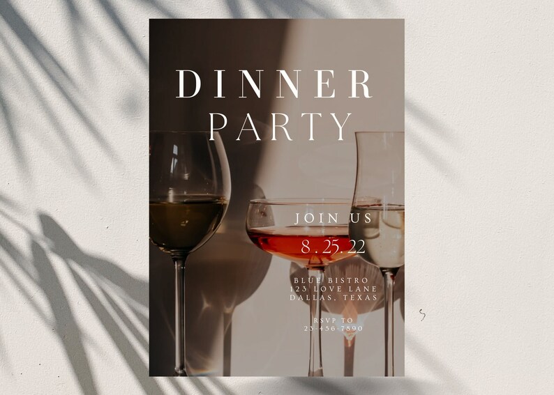 Cocktail Dinner Party Invitation, Dinner Party Invitation Digital ...