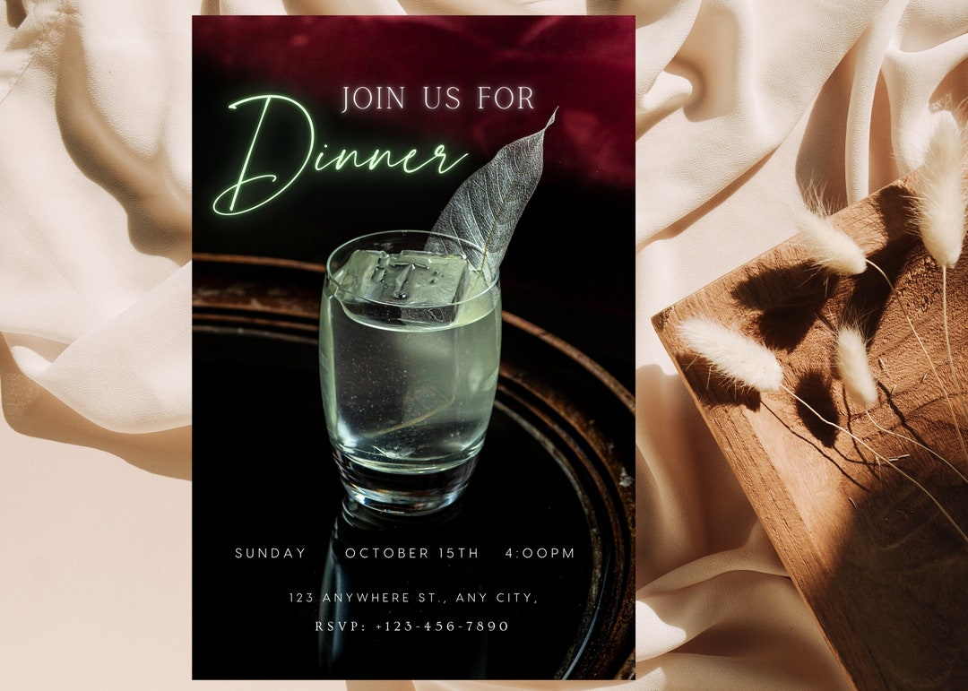 Elegant Dinner Invitation, Dinner Party Invitation, Invitation Template ...