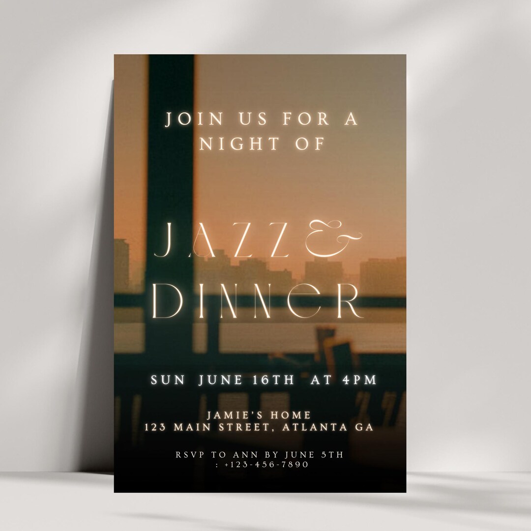 Editable Jazz Night Invitation: Jazz Dinner Template - Etsy