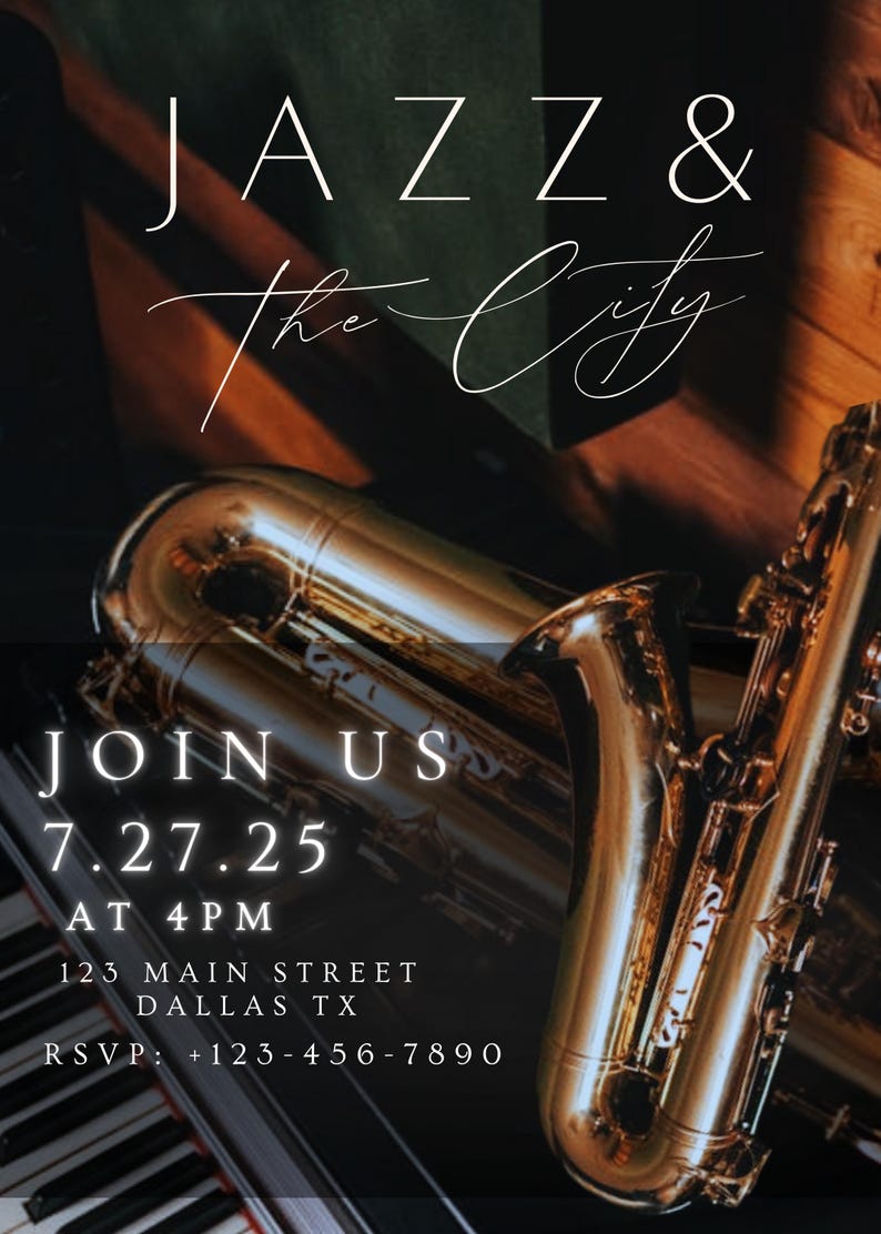 Jazz Night Invitation: Editable Dinner Party Flyer (digital Download ...