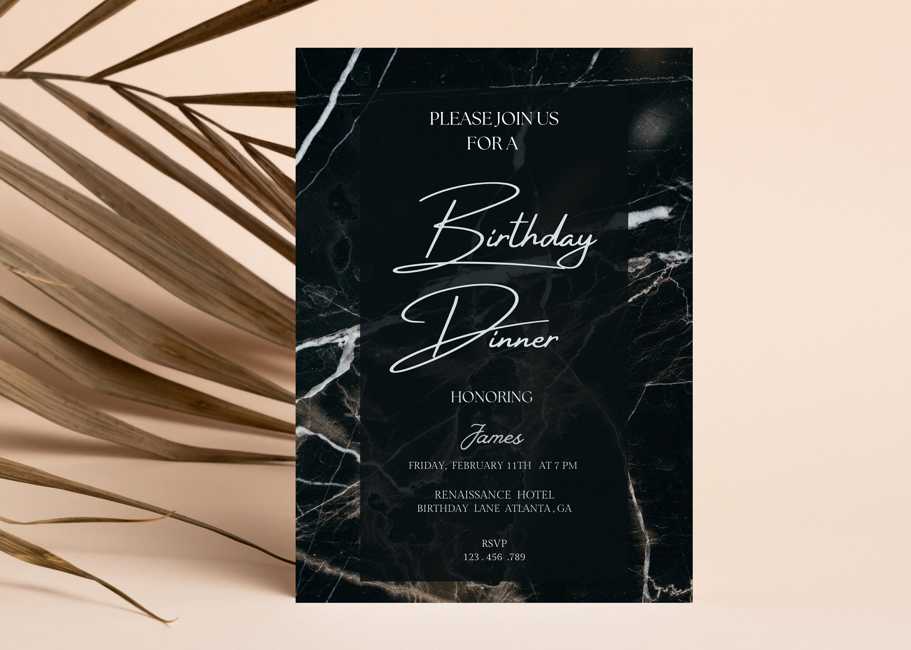 Digital Birthday Invitation for Men, Birthday Dinner Invitation ...