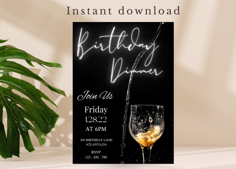 Birthday Dinner Invitation, Birthday Dinner Invite, Birthday Invitation ...