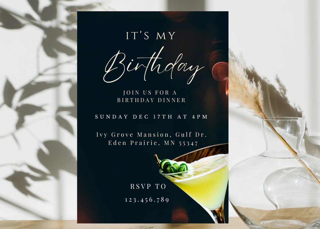 Elegant Birthday Dinner Invitation: Editable Template (PDF) - Etsy