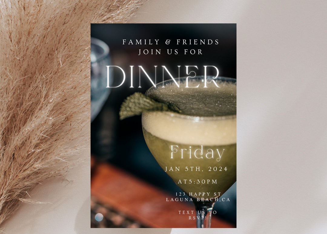 Dinner Party Invitation, Birthday Dinner Invitation, Elegant Dinner ...