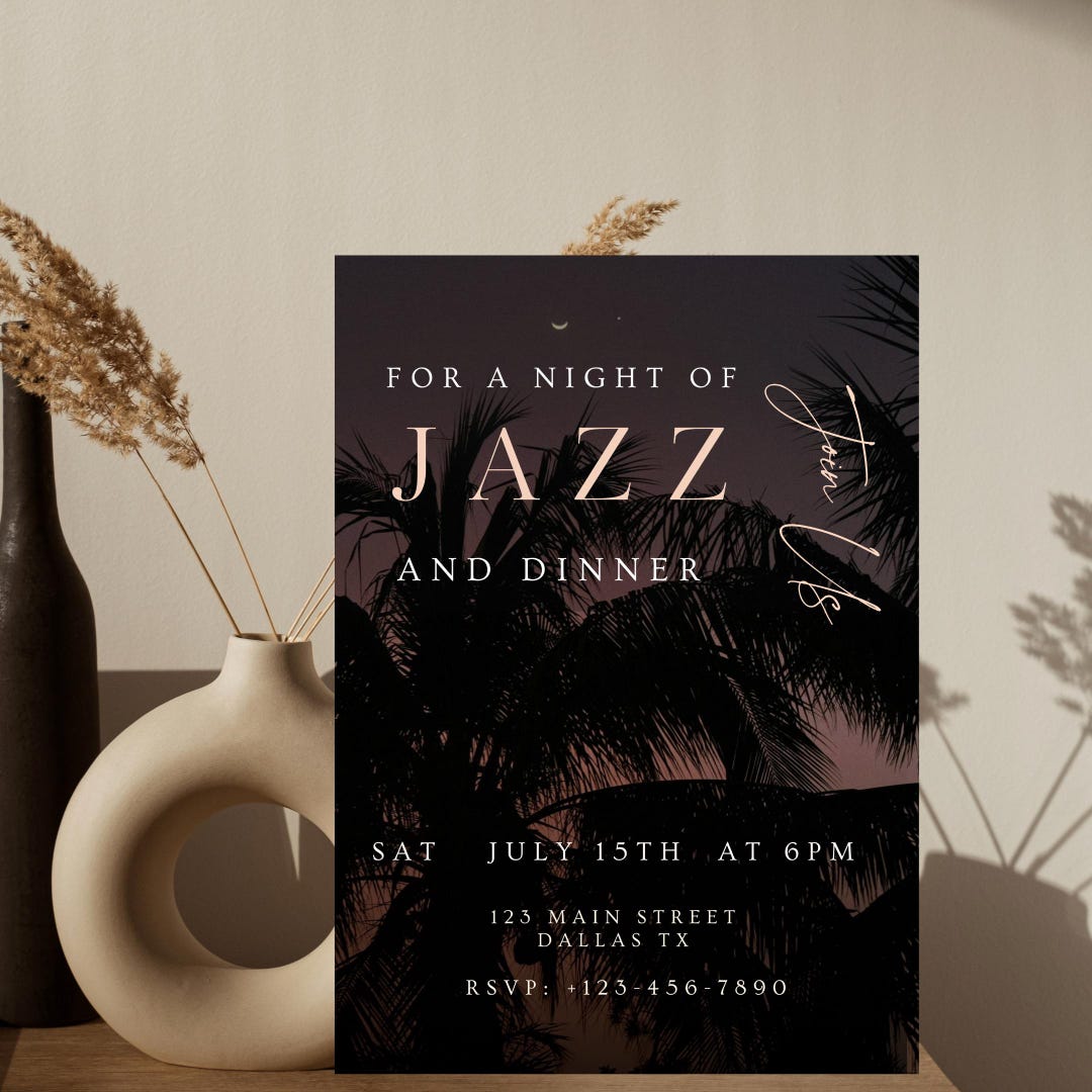 Jazz Night Dinner Party Invitation Template (canva Pro) - Etsy